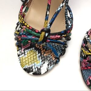 Privileged | Shoes | Rainbow Snake Print Ankle Wrap Strappy Heels ...